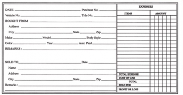 Used Car Record Book (Police Book) | Swifty Communigraphics